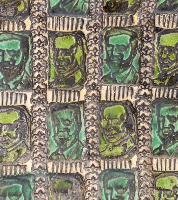 Erik Gronborg | Wall sculpture depicting presidential faces in a pop ...