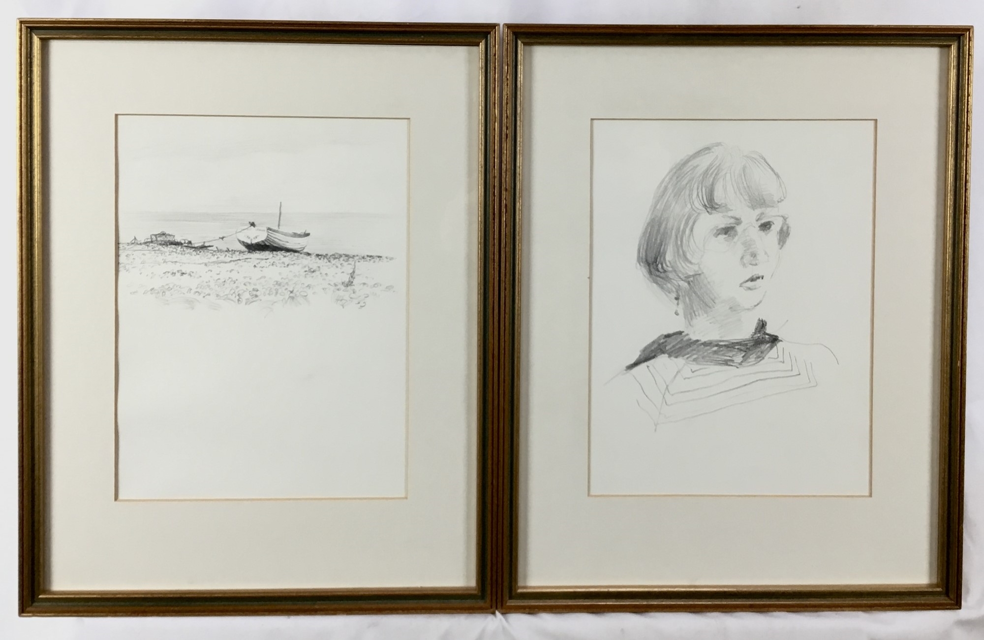 Glyn Morgan | Aldeburgh beach and portrait of a lady | MutualArt