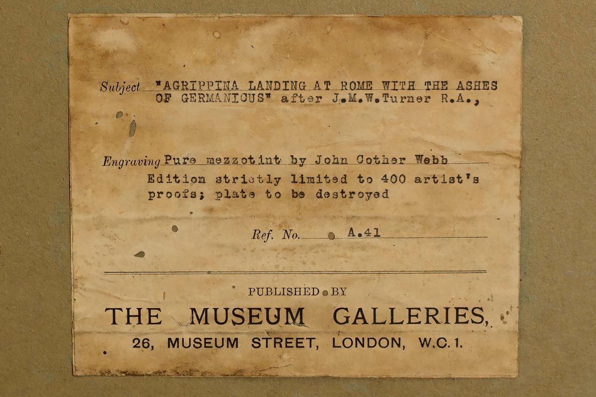 John Cother Webb | Agrippina Landing at Rome with the Ashes of ...