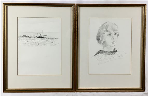 Glyn Morgan | Aldeburgh beach and portrait of a lady | MutualArt