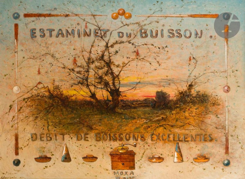 Henri-Joseph Harpignies | Sign of the Estaminet du Buisson (1865) | MutualArt