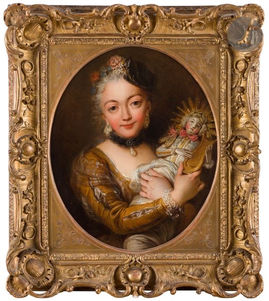 Charles-Antoine Coypel | Portrait of a Young Girl with a Doll | MutualArt