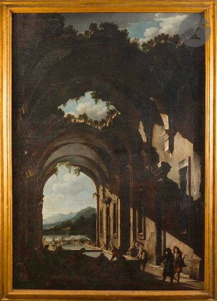 Niccolo Codazzi | The Inn in the ruins; Washerwomen in the ruins ...