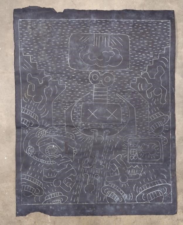 Keith Haring | Original Chalk in Manner of Keith Haring 35 x 27 | MutualArt