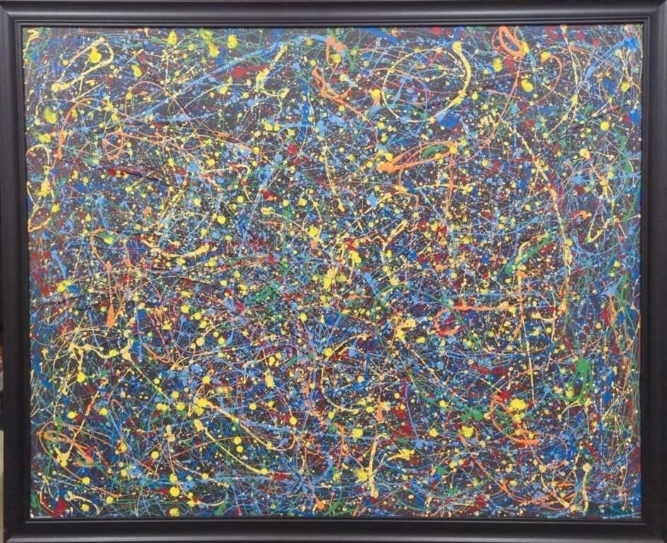 Jackson Pollock | HUGE Original in Manner of Jackson Pollock, Canvas ...