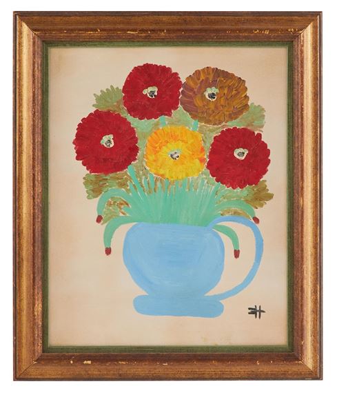 Clementine Hunter | Still Life of Zinnias | MutualArt