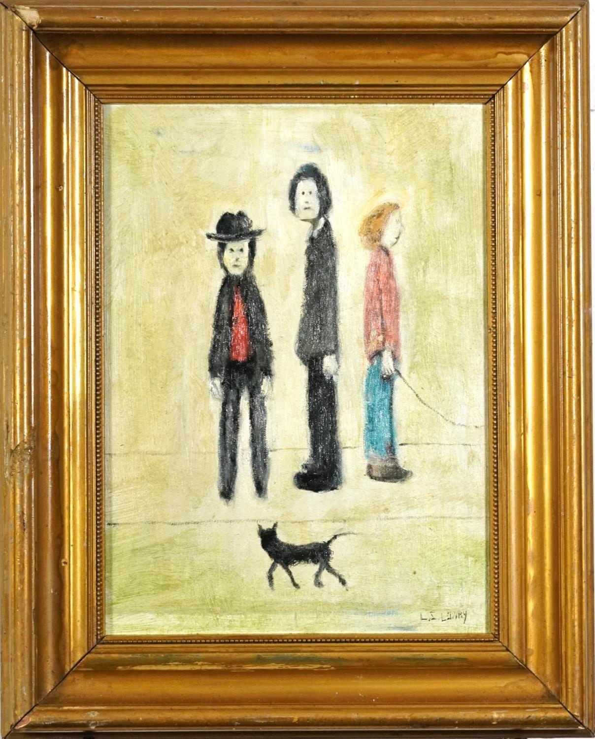 Laurence Stephen Lowry | Three figures and a dog | MutualArt