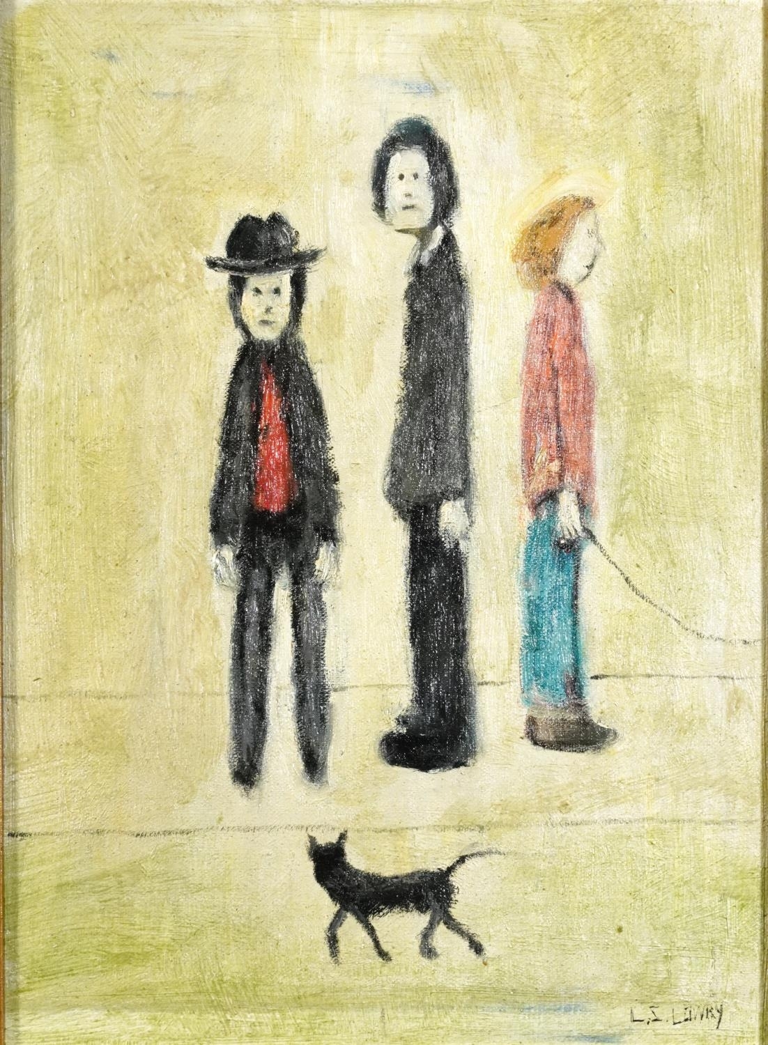 Laurence Stephen Lowry | Three figures and a dog | MutualArt