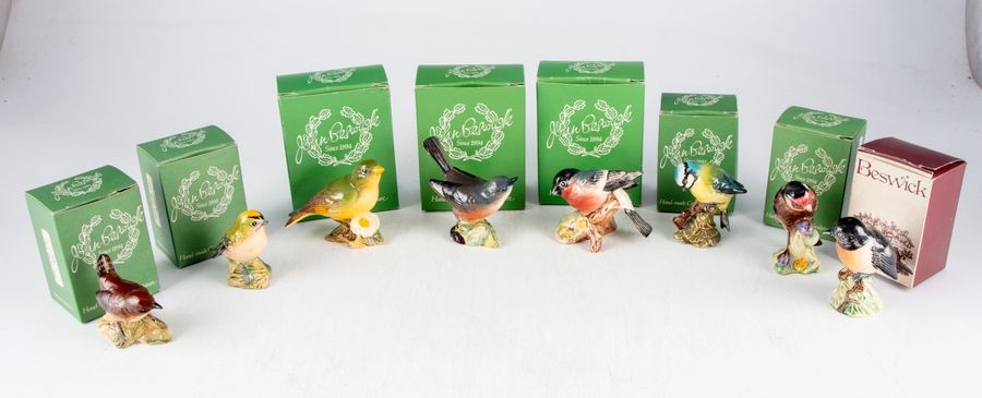 John Samuel Beswick | England Set of 8 birds in polychrome enamelled ...