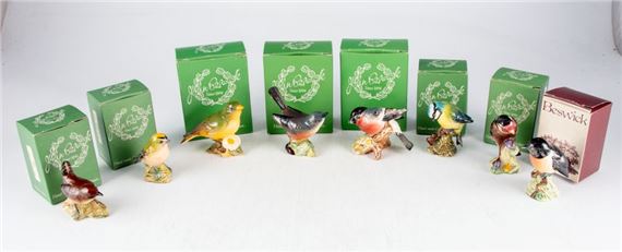 John Samuel Beswick | England Set of 8 birds in polychrome enamelled ...