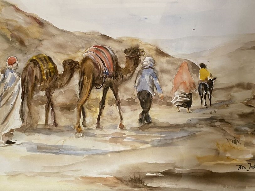 Ben Jeddi | Camels and Bedouins in the mountains (98) | MutualArt