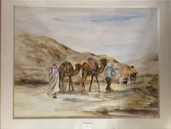 Ben Jeddi | Camels and Bedouins in the mountains (98) | MutualArt