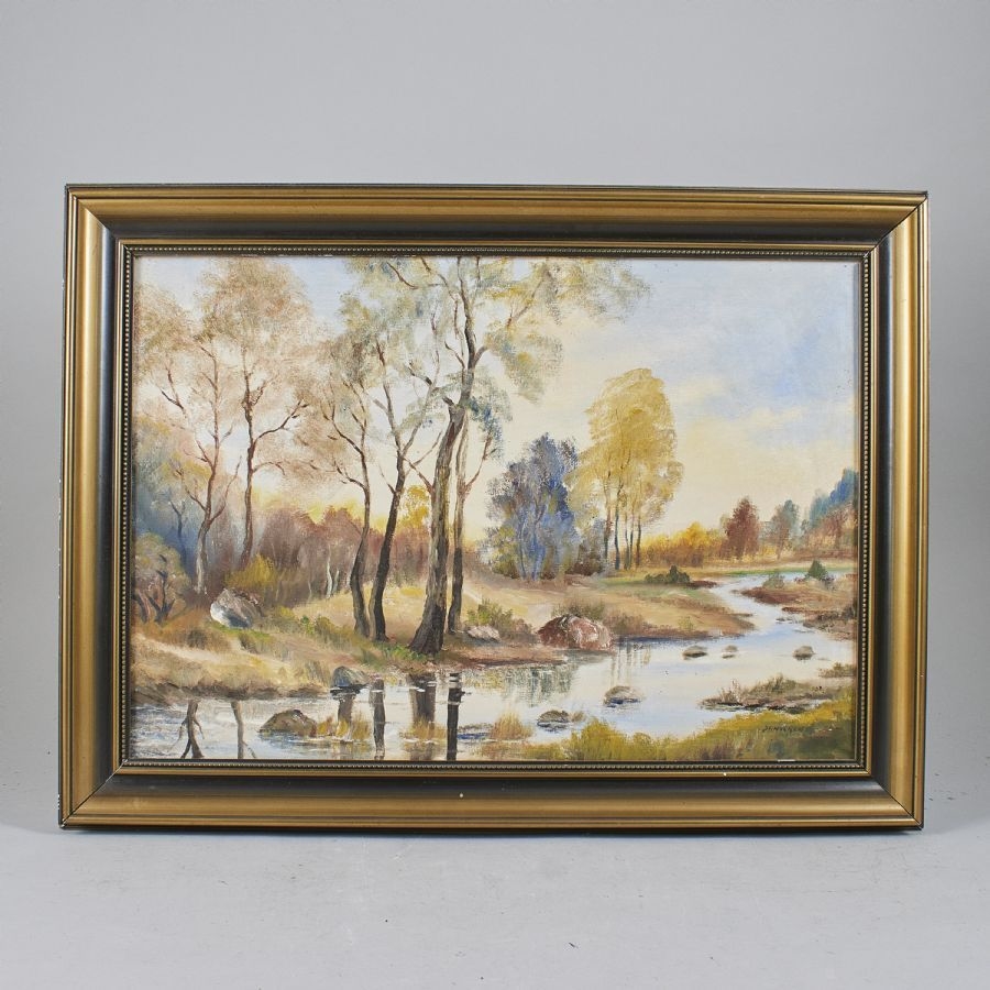 Sten Sture Sandgren | Höstlandskap med vattendrag | MutualArt