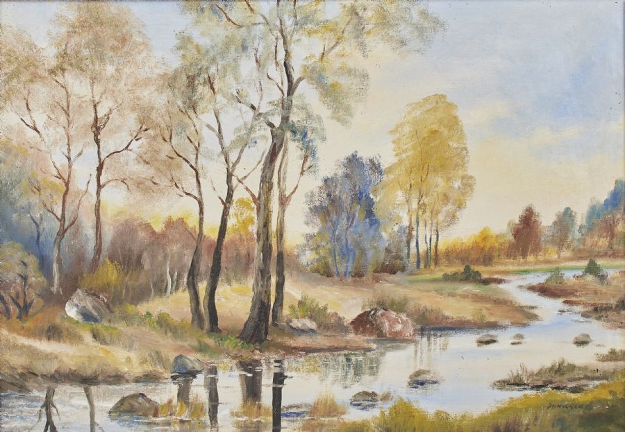 Sten Sture Sandgren | Höstlandskap med vattendrag | MutualArt