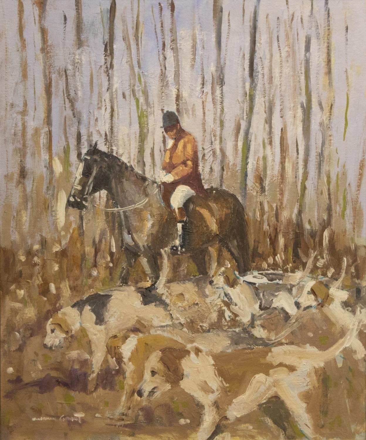 William Gaunt | ; Huntsman with two hounds in a wood | MutualArt