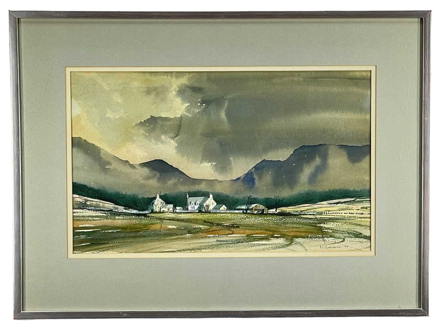 Malcolm Edwards | Welsh mountain landscape with farmstead and figures ...