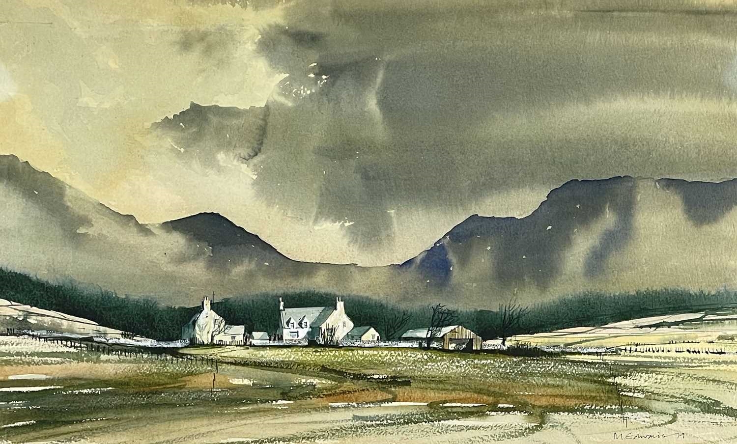 Malcolm Edwards | Welsh mountain landscape with farmstead and figures ...