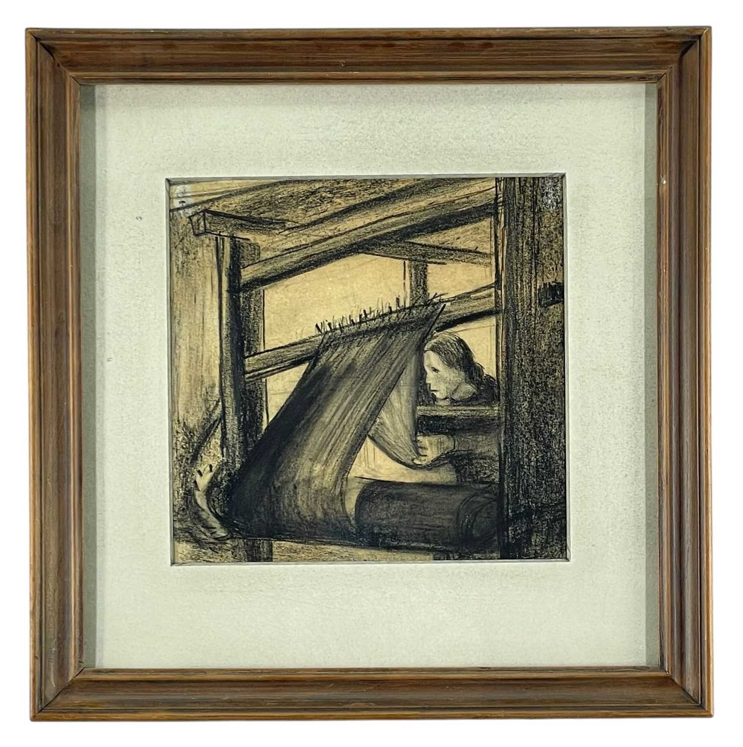 Josef Herman | woman at weaving loom | MutualArt