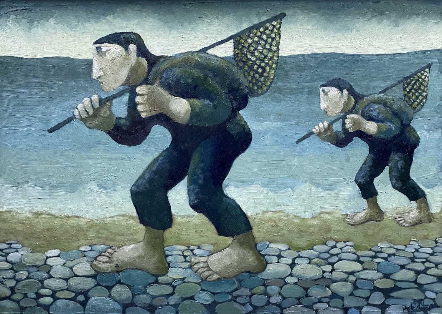 Muriel Delahaye | fisherman with catch and nets | MutualArt