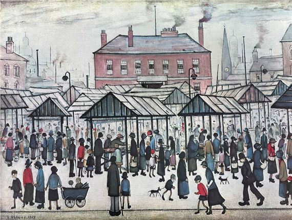 Laurence Stephen Lowry | Market Scene in a Northern Town (1973) | MutualArt