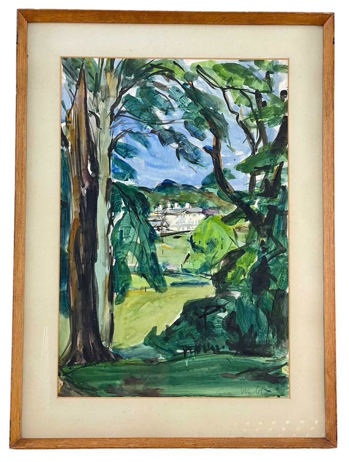 Evan Walters | view through woodland across Singleton Park and Singleton Abbey, Swansea | MutualArt