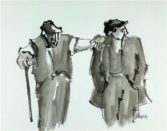 Mike Jones | figure with walking stick and arm leaning on the shoulder ...