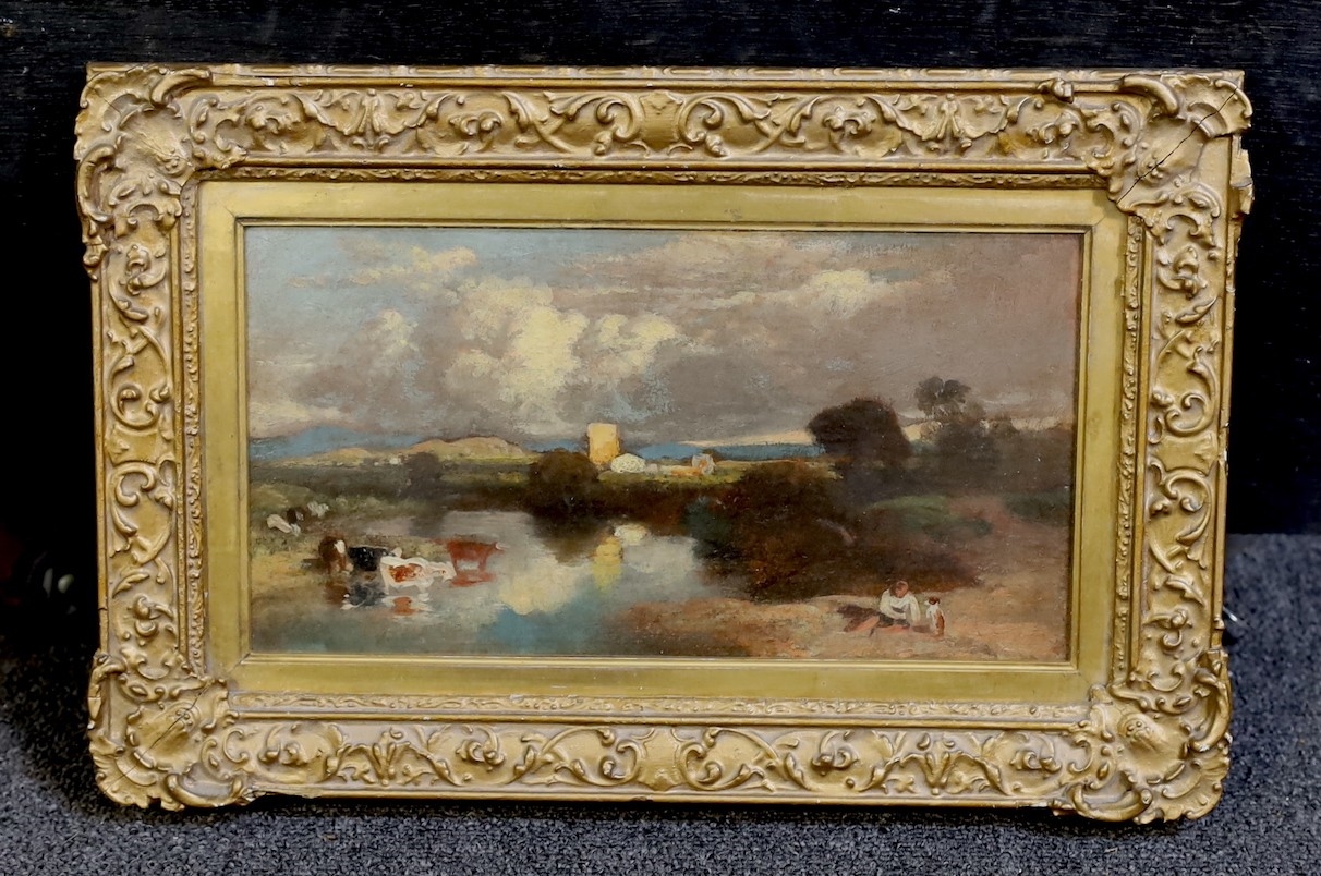 John Constable | Figures and cattle in a lakeside landscape | MutualArt
