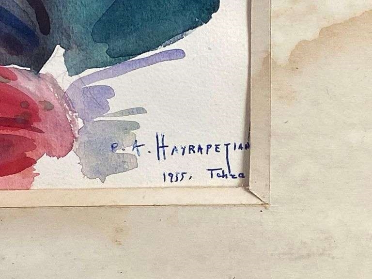 R. A. Hayrapetian | 1955 R.A. Hayrapetian Portrait Watercolor | MutualArt