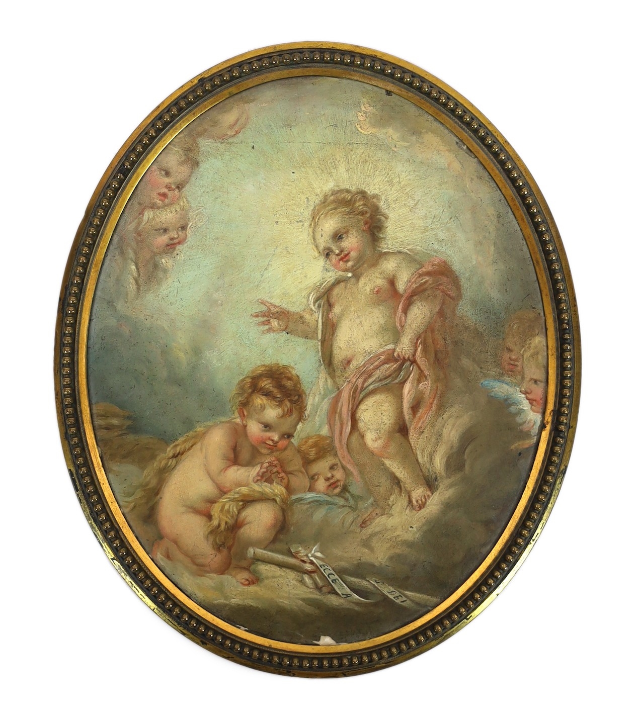 François Boucher | Celestial scene - The infant Jesus blessing St. John ...