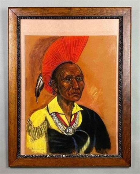 Stan Matrunick | 1967 Stan Matrunick Chief Blackhawk Pastel Painting on ...
