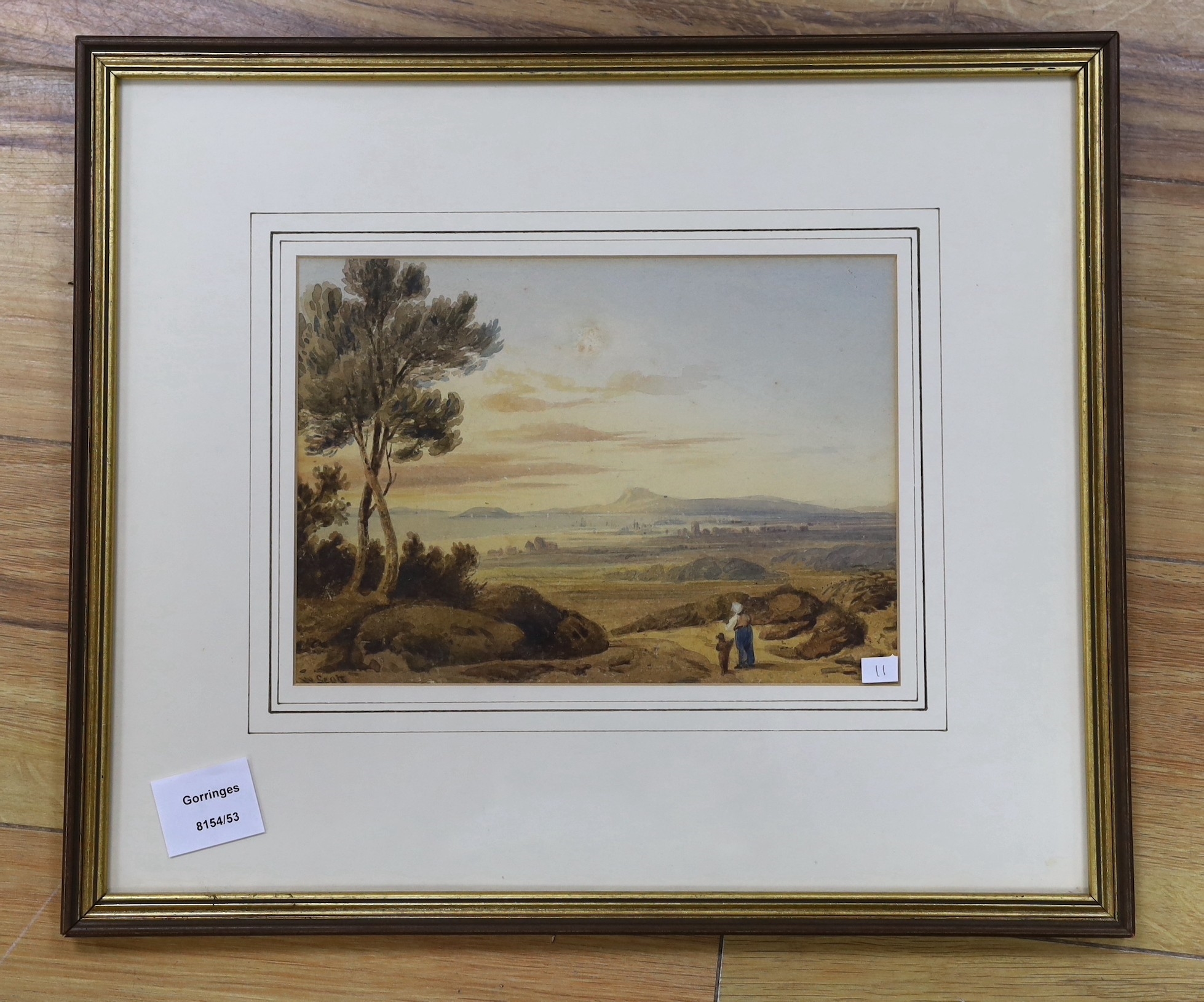 William Henry Stothard Scott | A distant view of Cardiff with figures ...