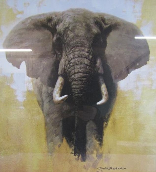 David Shepherd | Elephant and Tiger and an pier | MutualArt