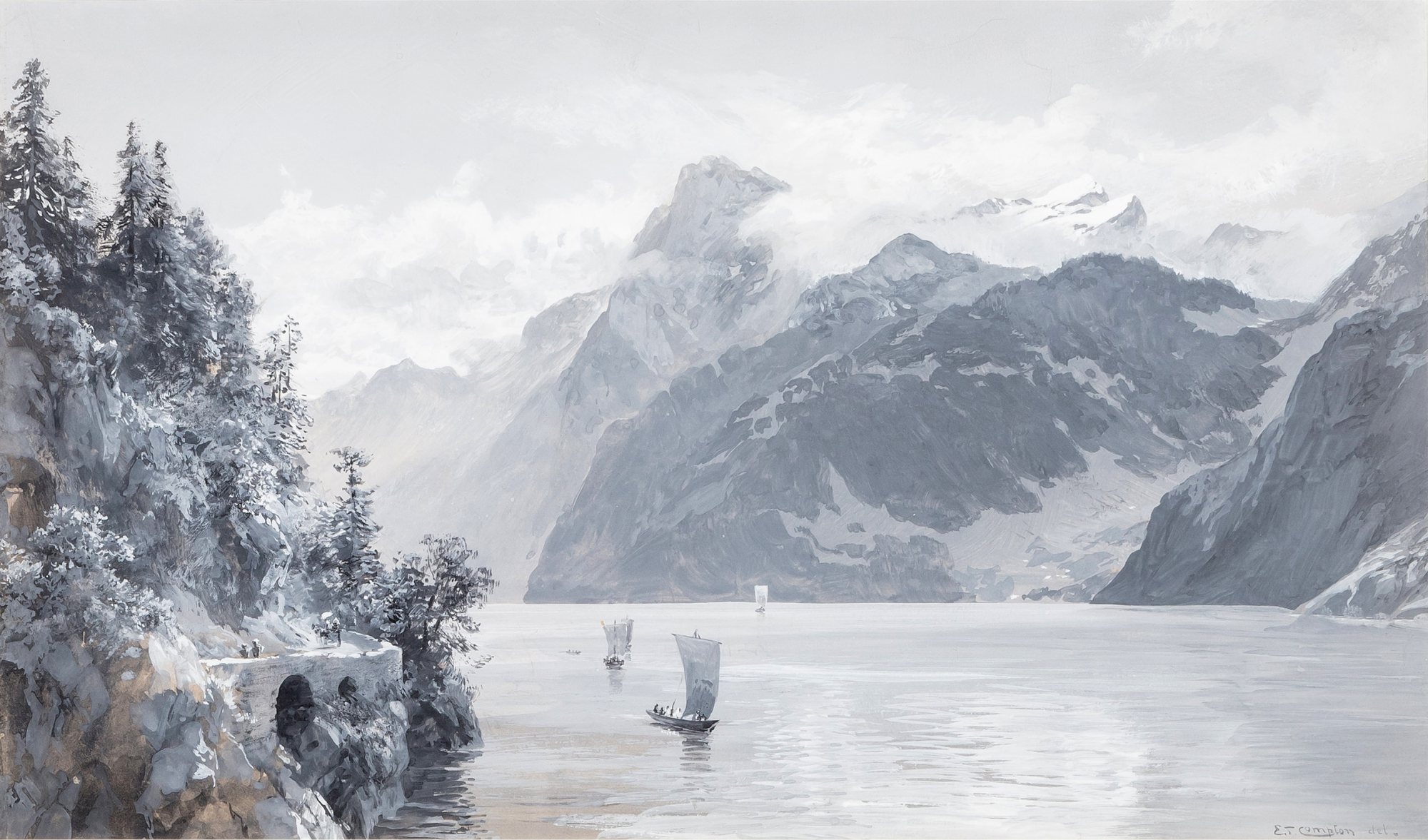 Edward Theodore Compton | A high mountains landscape (1916) | MutualArt