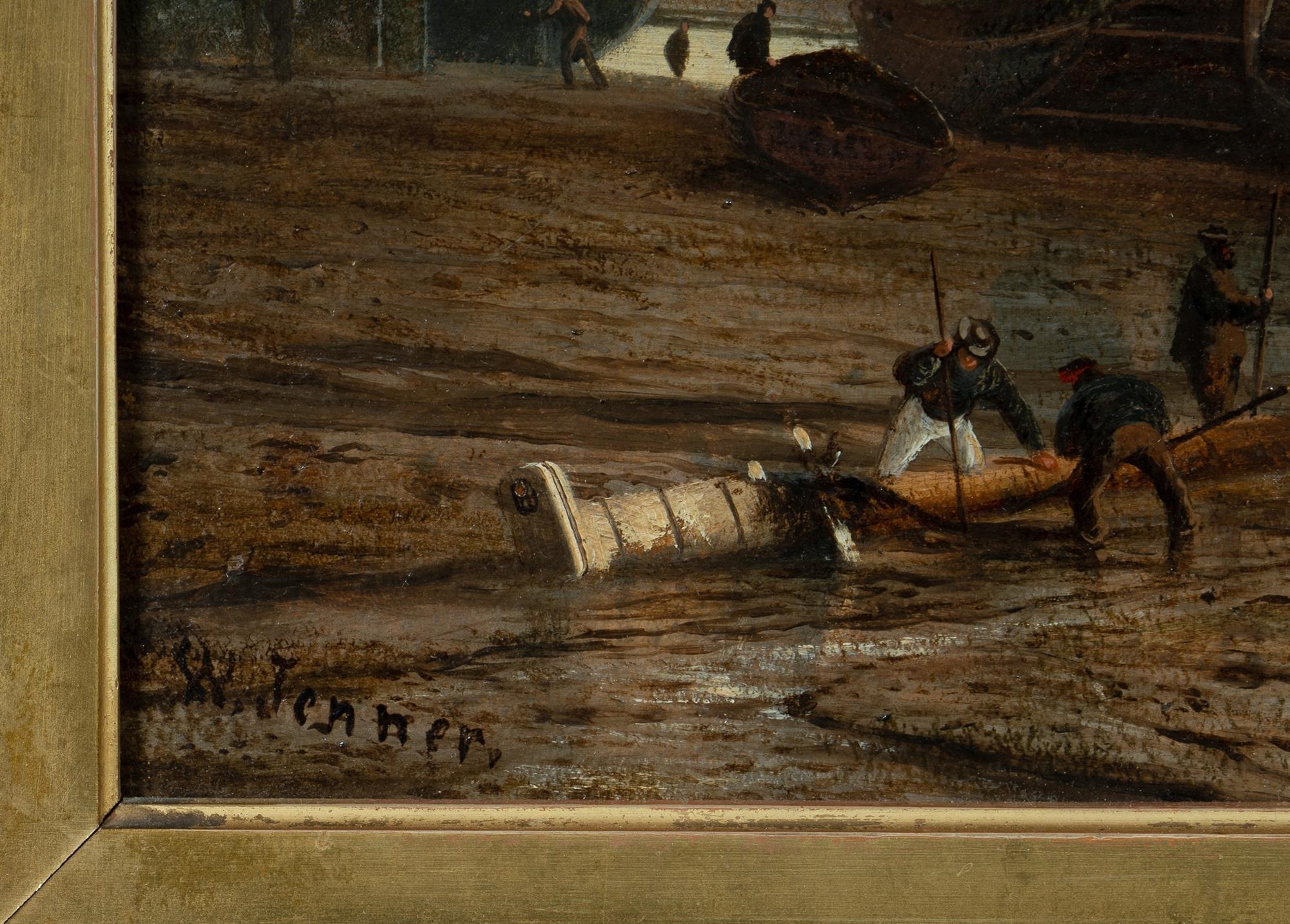 Isaac Walter Jenner | Ships at Low Tide with Workers | MutualArt