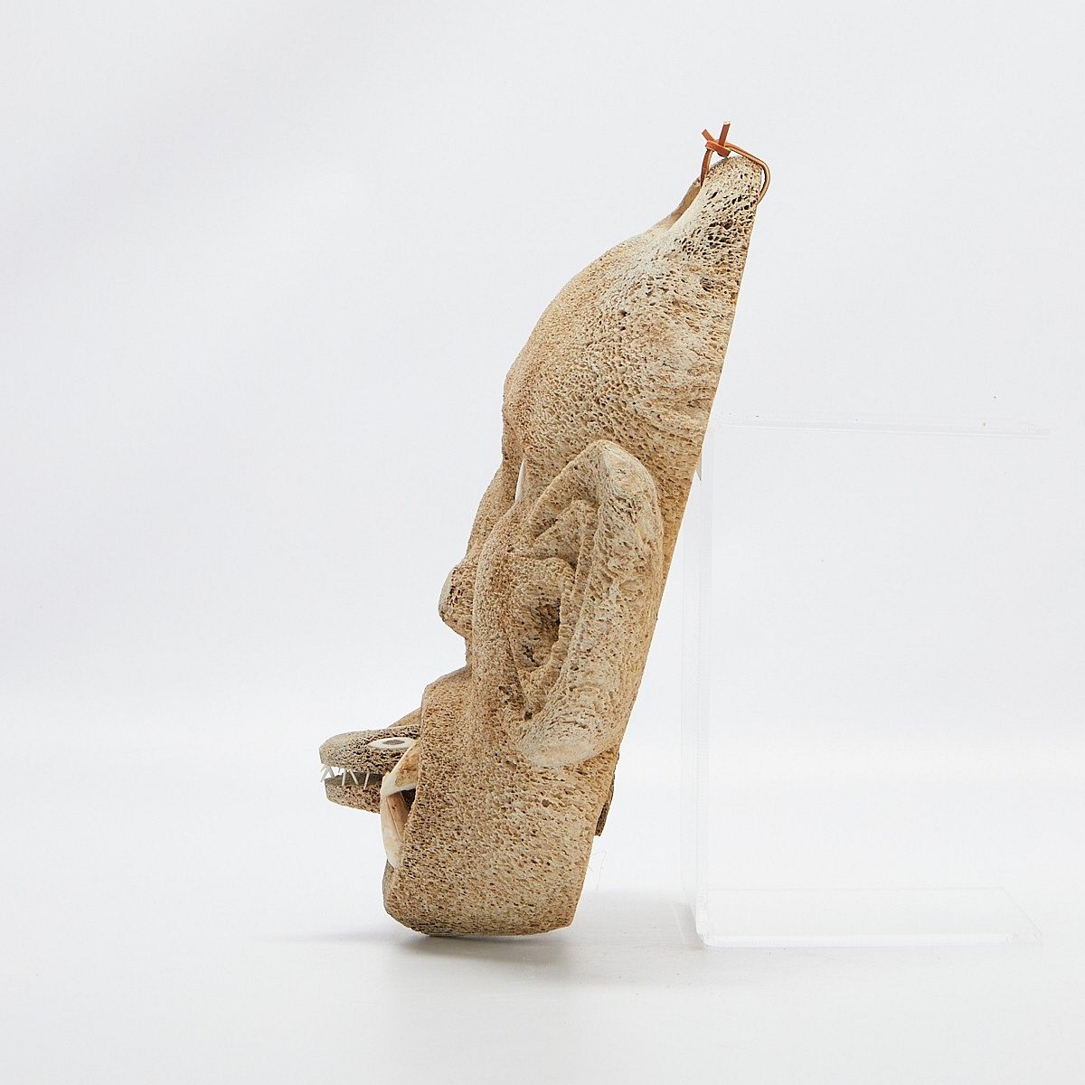 Native American School | Inuit carved bone mask. With a snake emerging ...