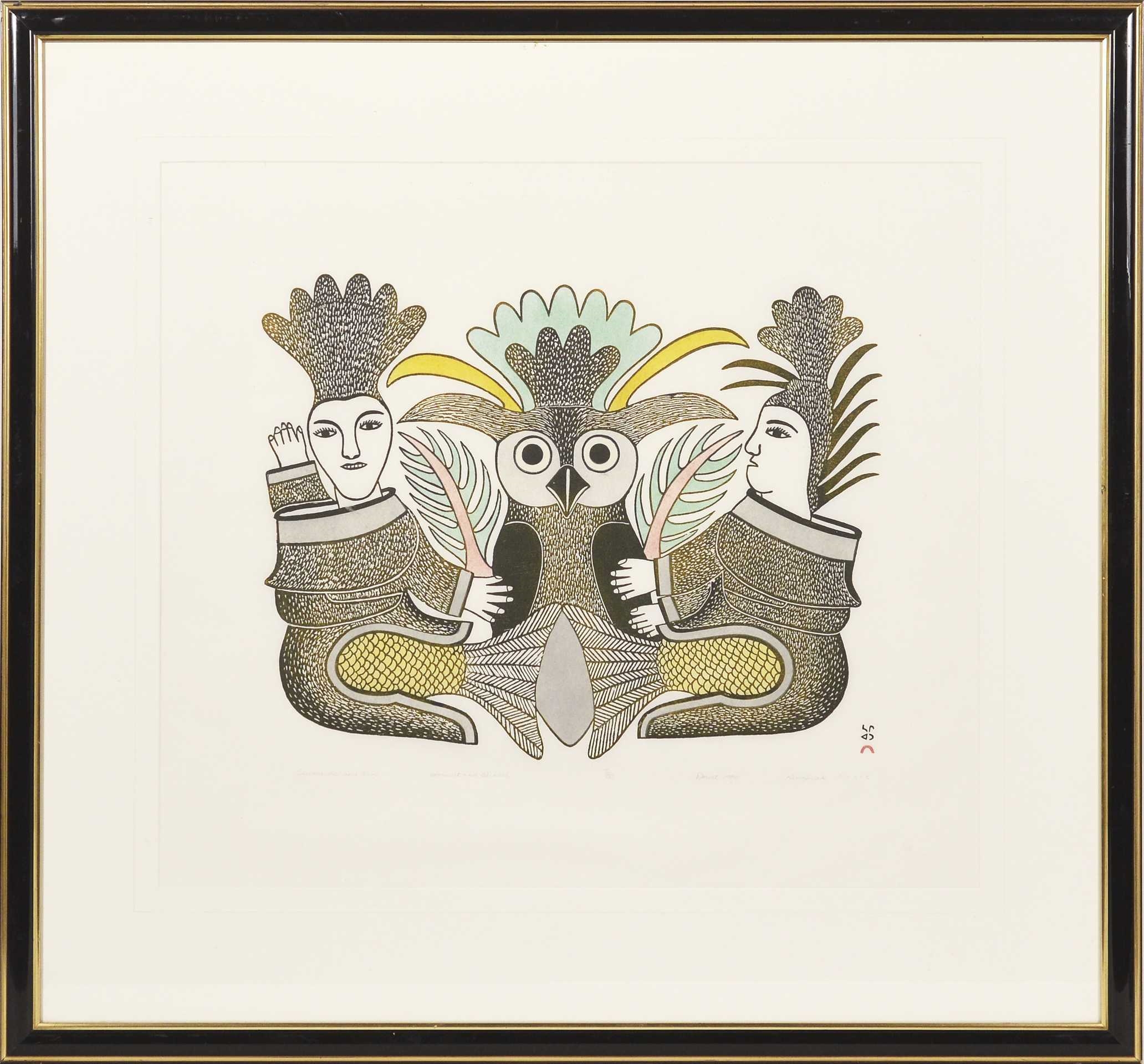 Kenojuak Ashevak | Seamaids and owl (1980) | MutualArt