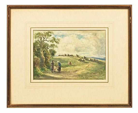 William Manners | Figures in landscape with sheep | MutualArt
