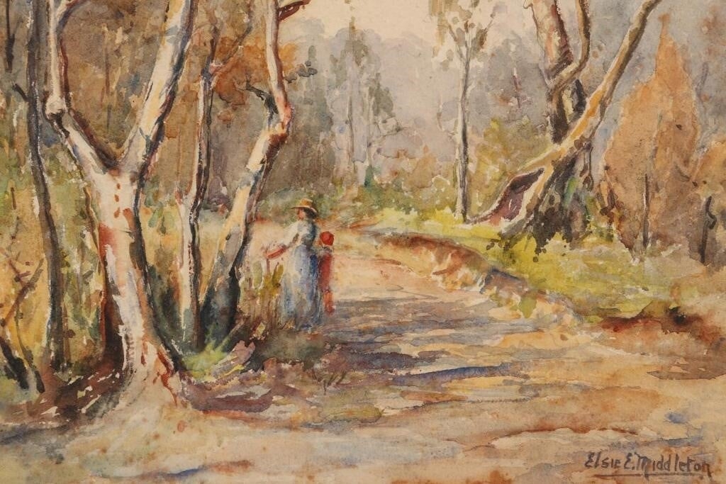 Elise Middleton | Untitled, Two figures on road | MutualArt