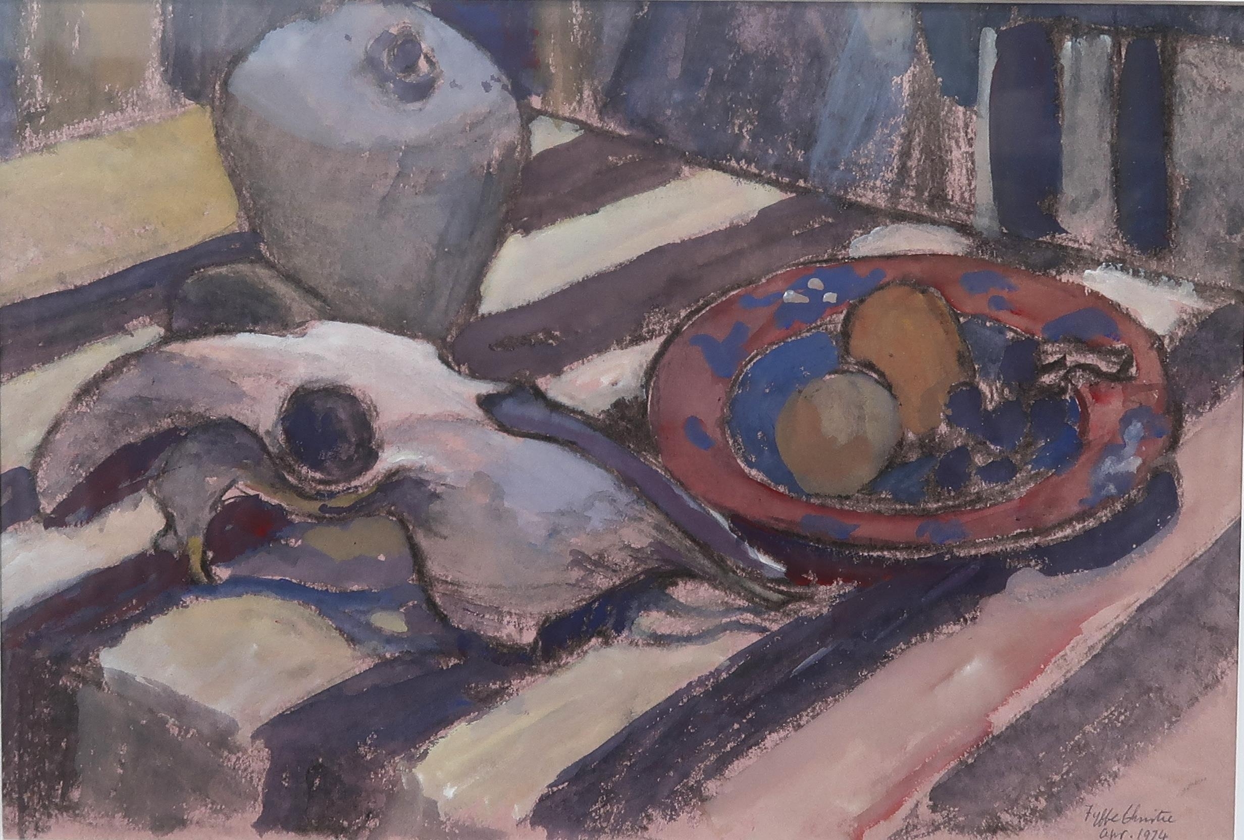 Fyffe Christie | TABLE TOP WITH CONCH SHELL AND FRUIT , | MutualArt
