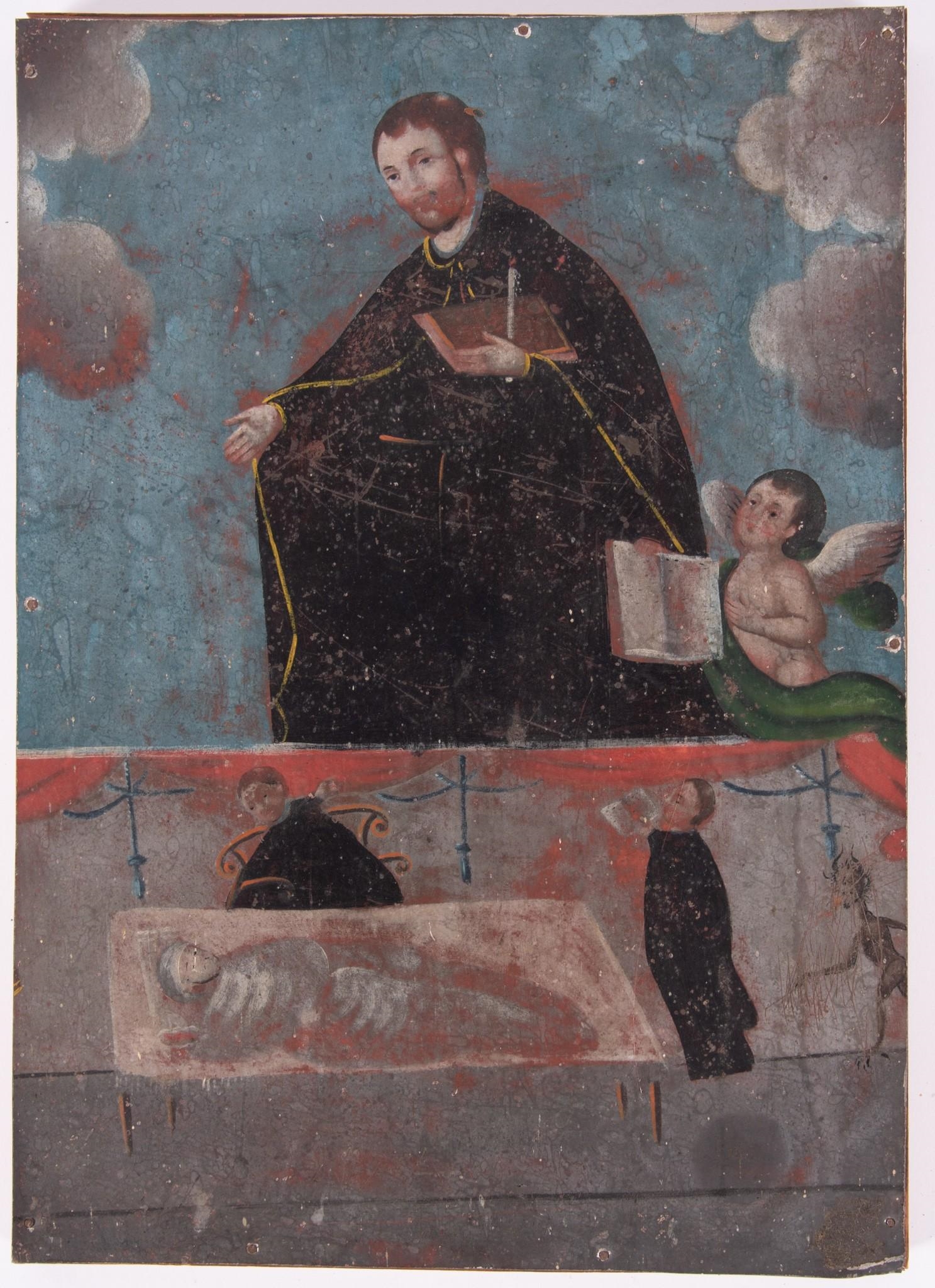 Spanish School | Spanish Colonial Retablo depicting St. Joseph Holding ...