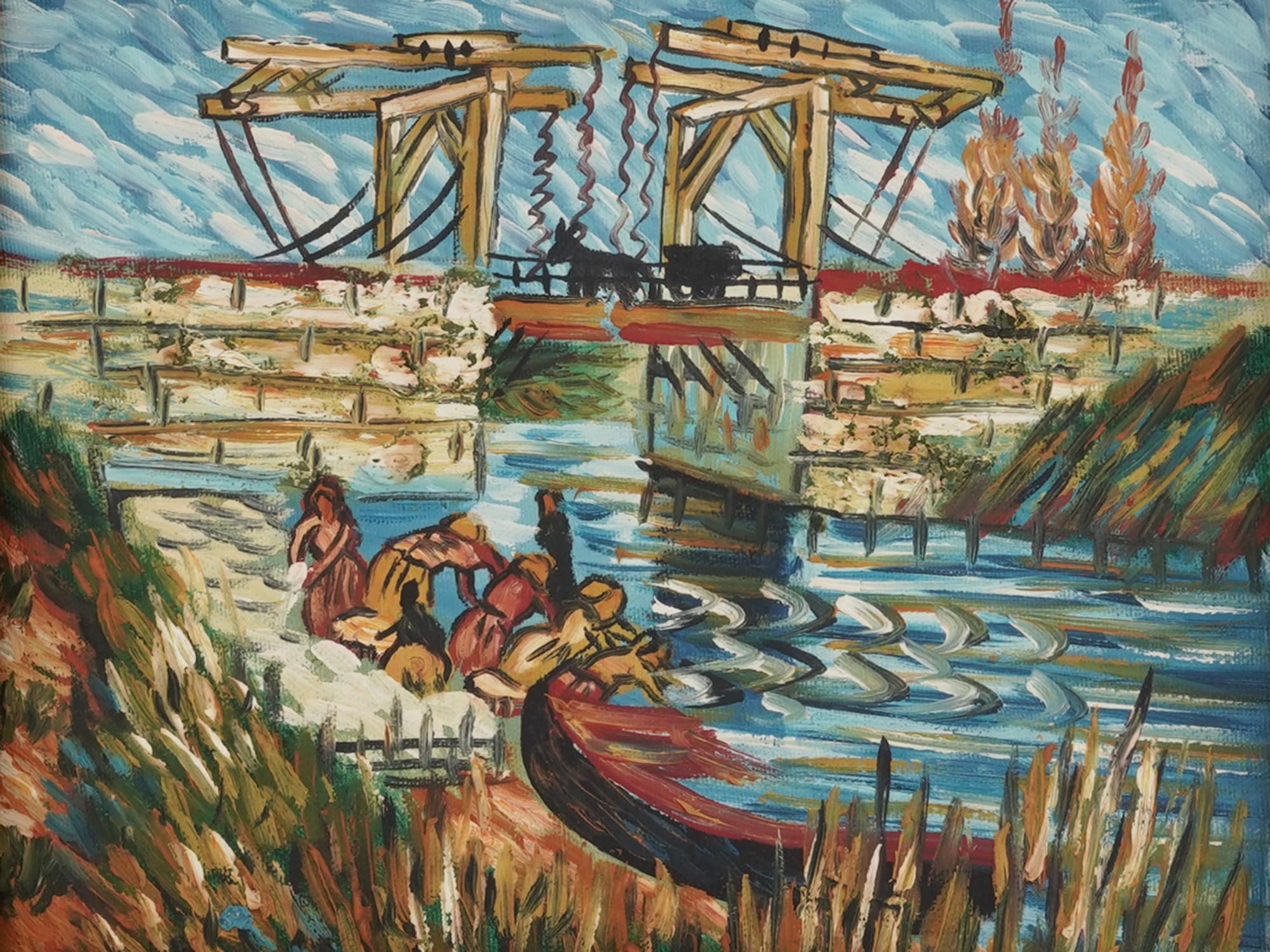 Vincent Van Gogh | Langlois Bridge at Arles with Women Washing | MutualArt
