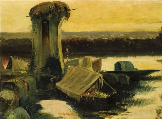 Enrique Serra y Auque | Barcas en las lagunas Pontinas | MutualArt