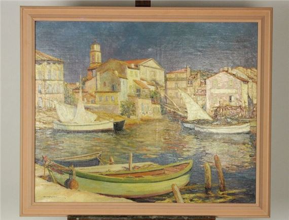 Ludo Marius Chauviac | View on a Mediterranean port | MutualArt