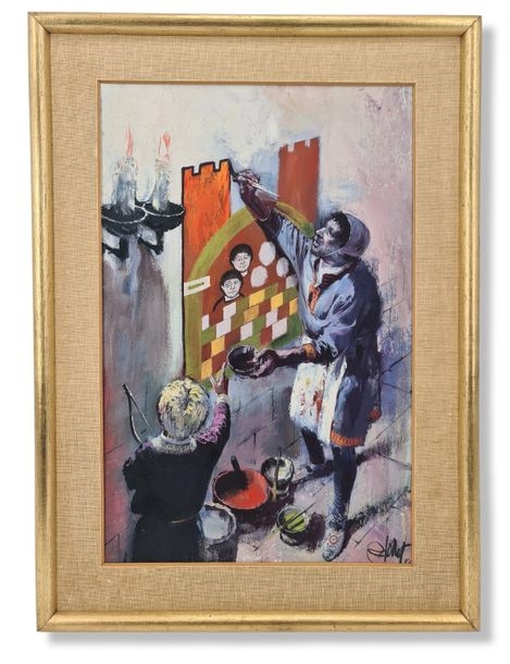 Rene Follet | The artist finishing his fresco | MutualArt