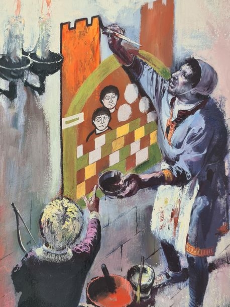 Rene Follet | The artist finishing his fresco | MutualArt