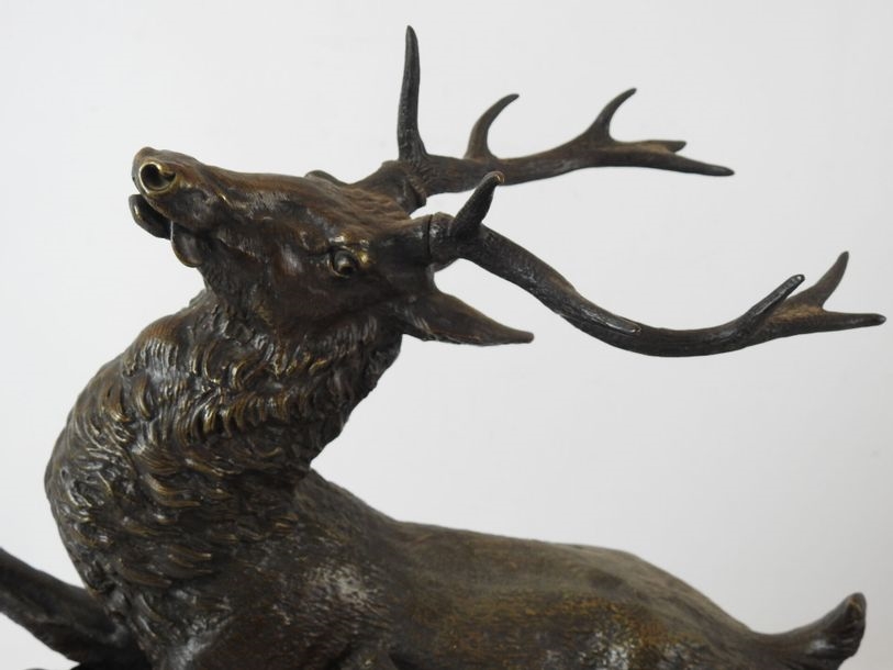 Pierre-Jules Mene | Stag attacked by three dogs | MutualArt