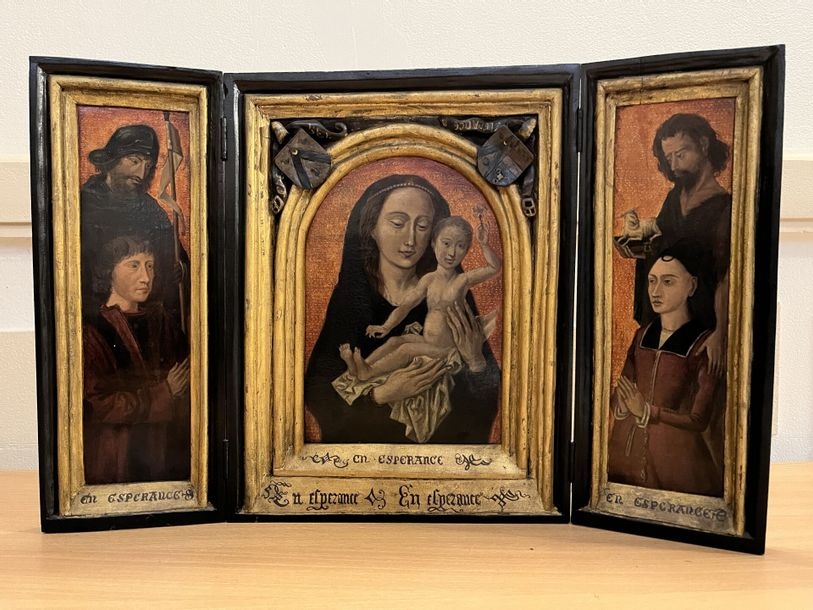 Hugo van der Goes | Virgin and Child with donors Willem van Overbeke ...