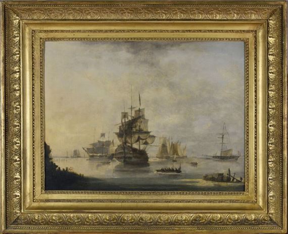 Dominique De Bast | Ships in a bay, 1820. (1820) | MutualArt