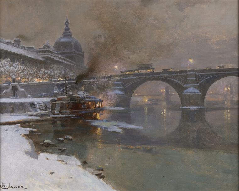 Charles Lacour | The Guillotiere Bridge and the Hotel-Dieu | MutualArt