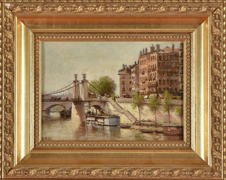 Jacques Ruby | Footbridge on the Saône. | MutualArt